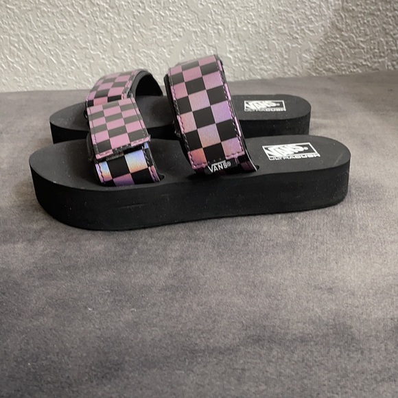 Vans | Shoes | Vans Womens Purple Checkered Platform Sandal | Poshmark